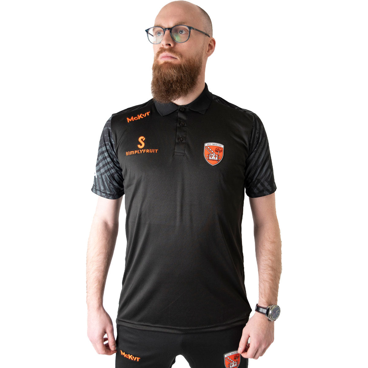 McKvr Armagh GAA Boost Polo Top - Adult - Black/Charcoal – McKeever ...