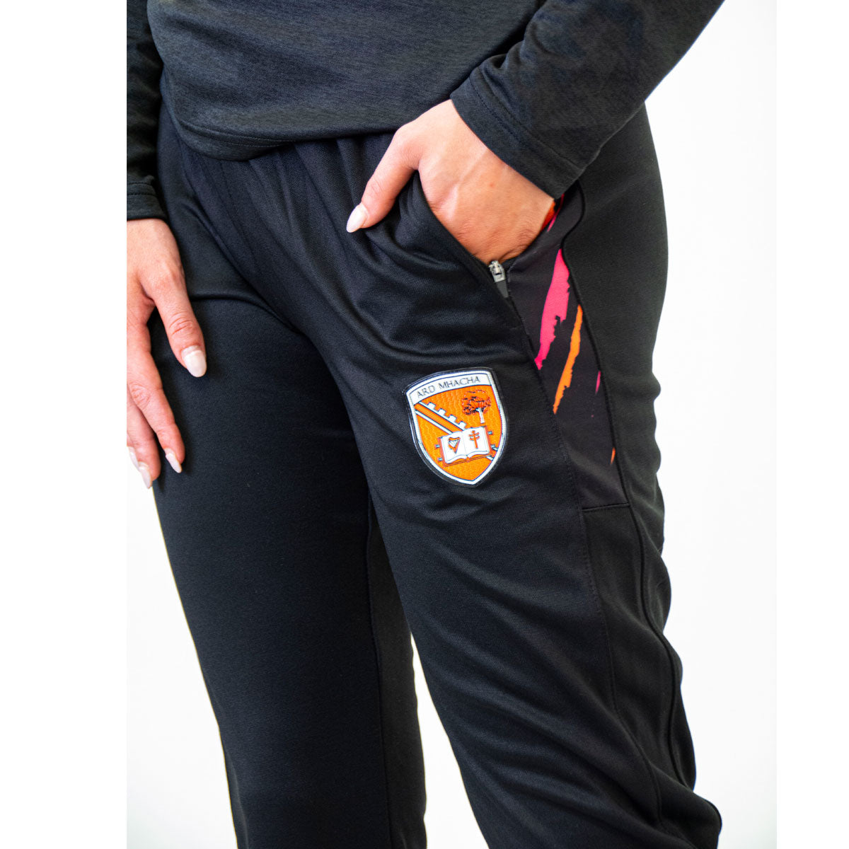 McKvr Armagh GAA Official Pulse Skinny Pants - Youth - Black/Pink/Oran ...