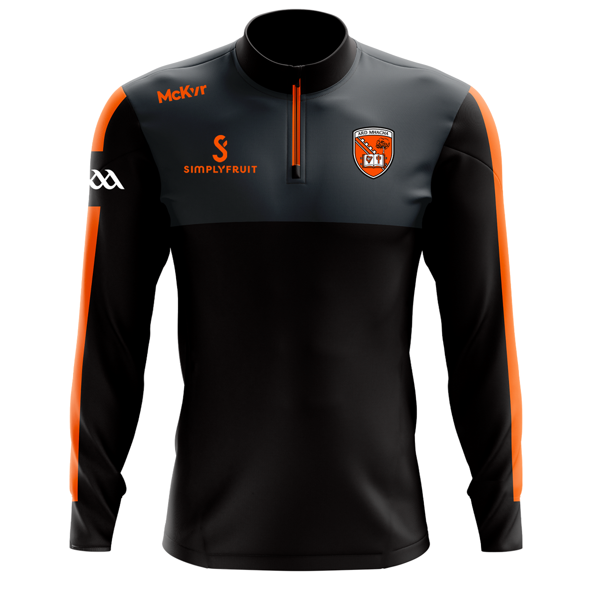 McKvr Armagh GAA Edge 1/4 Zip - Youth - Charcoal/Black – McKeever Sports UK