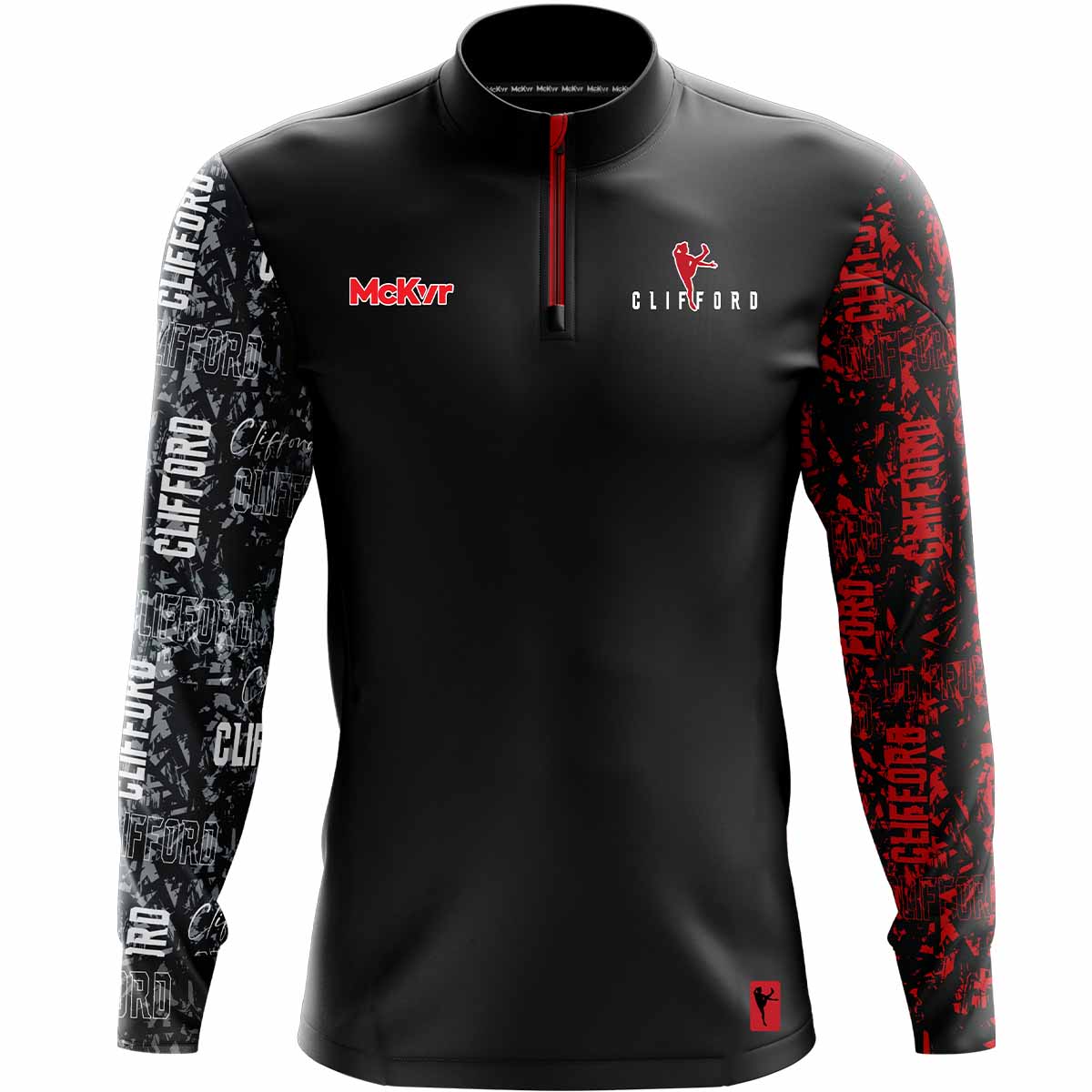 McKvr Clifford 1/4 Zip Top - Adult - Black/Red – McKeever Sports UK