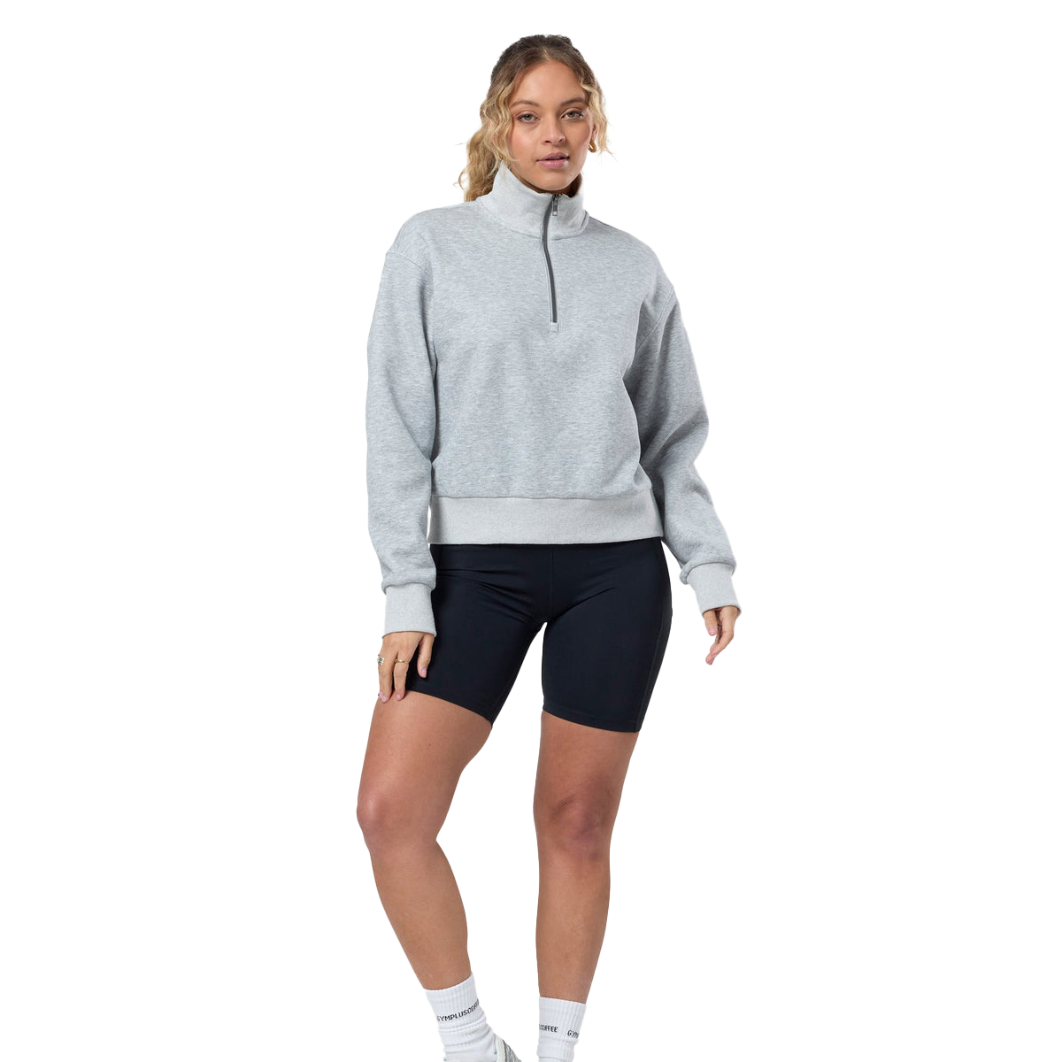Gym+Coffee Ribbed Quarter Zip - Womens - Grey Melange – McKeever Sports UK