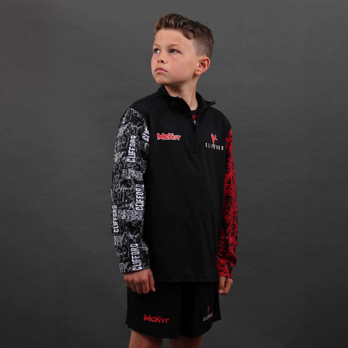 McKvr Clifford 1/4 Zip Top - Youth - Black/Red – McKeever Sports UK