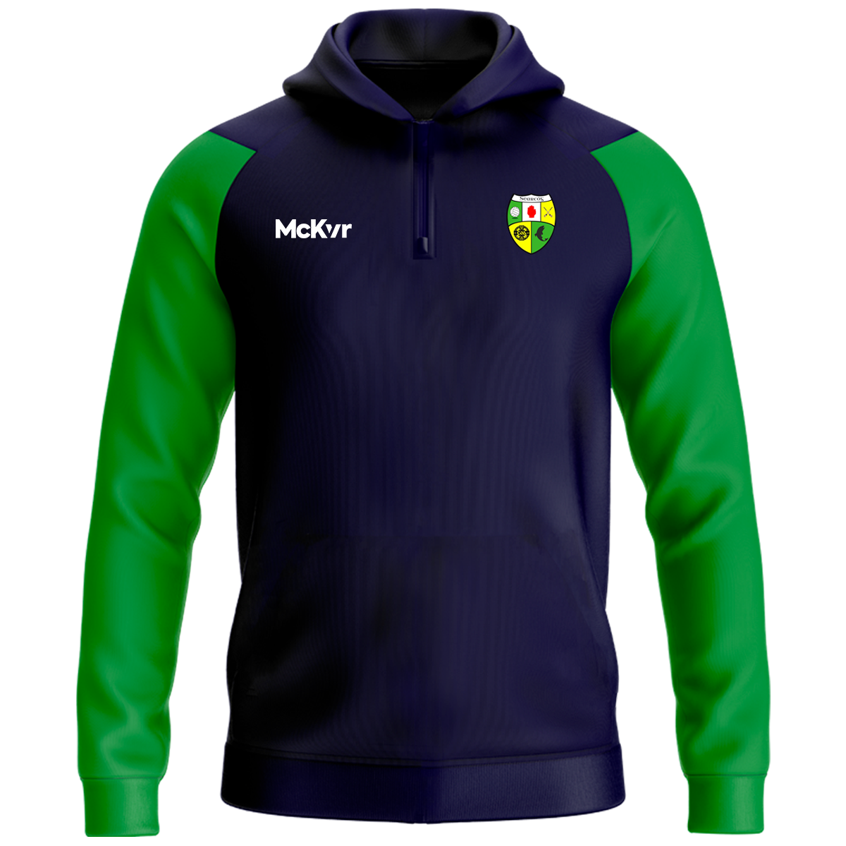McKvr Shercock GFC Core Pro 1/4 Zip Hoodie - Adult - Navy/Emerald Gree ...